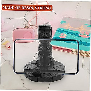 VOSAREA Creative Island Stone Statue Bracket Telephone Stand for Office Desk Table Top Decor Home Accessories Decor Moai Statue Desktop Moai Statue Moai Phone Stand Household Ornaments