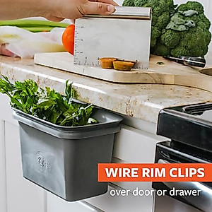 Full Circle Scrap Happy – Food Scrap Collector and Freezer Compost Bin - Hanging Kitchen Countertop Bin for Fruit and Vegetable Waste, Slate