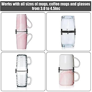 Coffee Mug Organizers and Storage, Kitchen Cabinet Shelf Organizer - Cupboard and Pantry Organization, Expandable Stackable Gadget for Tea Cup and Coffee Mugs, Save Space, Organize(black)