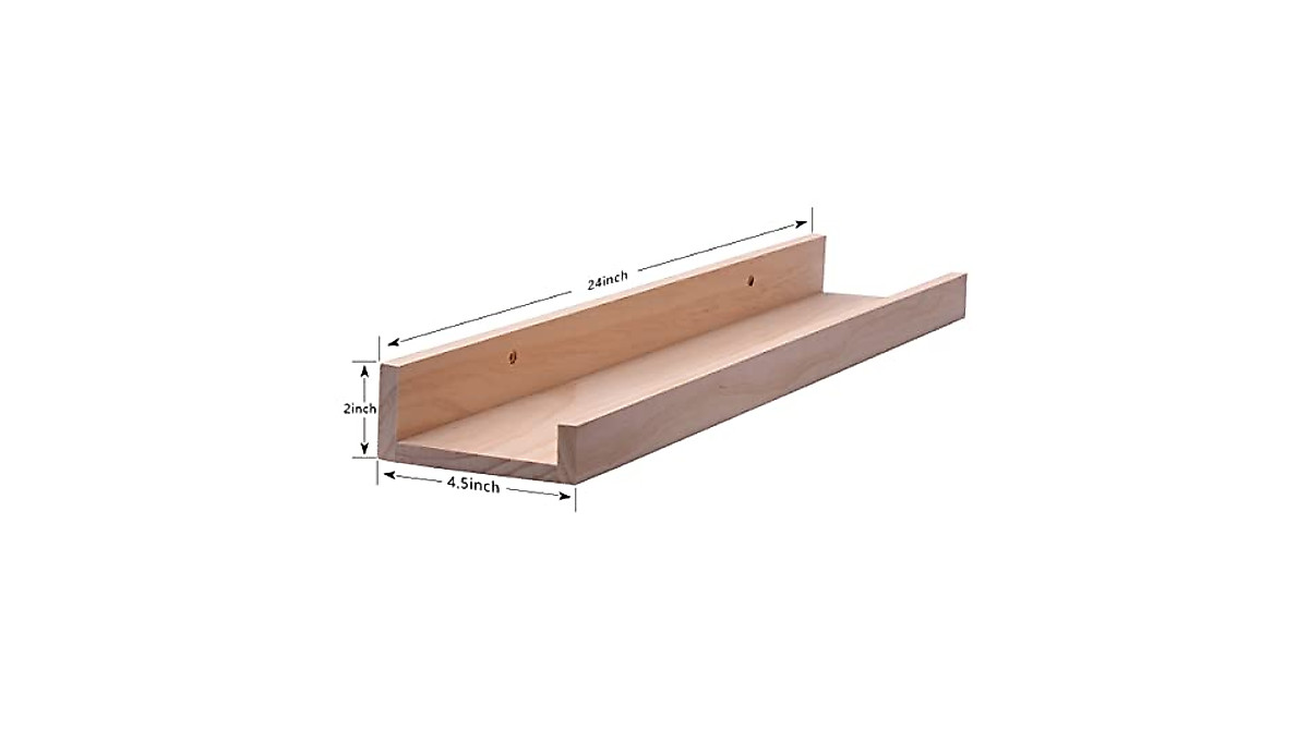 FISHFRUIT 24" Floating Shelves - Natural Wood Set of 3