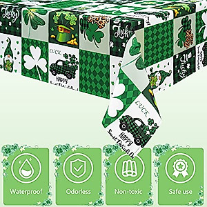 NatuBeau St. Patrick’s Day Tablecloth Rectangle 60x84 Inch, Gnomes Buffalo Plaid Shamrock Table Cloth for St Patricks Day, Lucky Green Shamrock Table Cover for Dinning Room Kitchen Party Decor