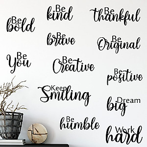 12 Pieces Vinyl Wall Quotes Stickers Inspirational Wall Decals Inspirational Saying Home Decals for Walls Peel Stick Motivational Decor Wall Sticker for Office Classroom Teen Dorm (Fresh Style)