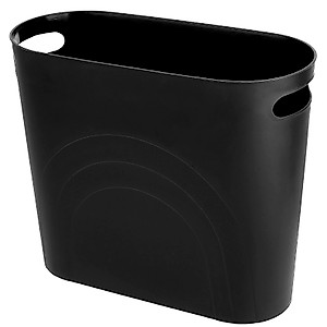zoocatia Small Trash Can Garbage Can Container Bin with Handles 3 Gallons Plastic Wastebasket for Bathrooom, Bedroom, Office, Kitchen, Laundry Room, Dorm Room - Black