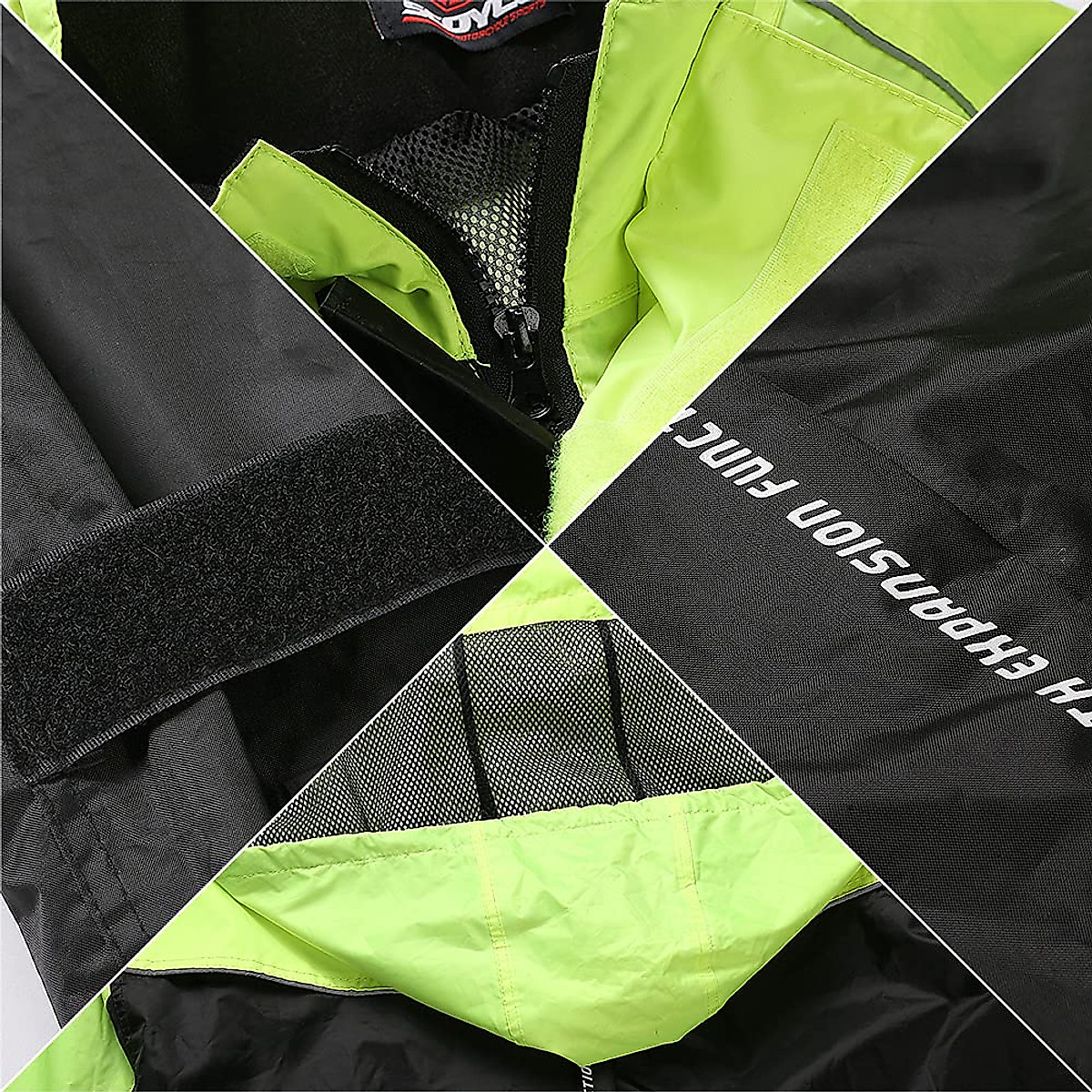 Scoyco® Motorcycle Rain Gear Jacket Coat with Pants for Man Waterproof Comfortable fit Cycling Bike (Green, L)