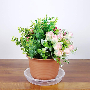 Plant Saucers - 13 inch - 5 Pack Durable Plastic Plant Trays, Clear Plastic Flower Plant Pot Saucer for Indoors and Outdoor