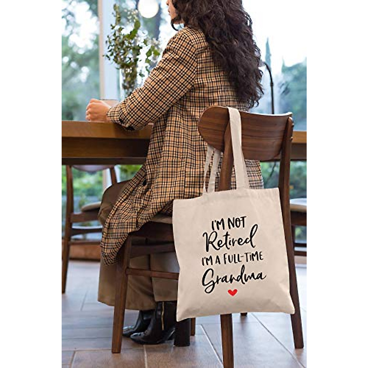 I'm Not Retired I'm A Full-time Grandma - Retirement Gifts for Women - Shoulder Bag Shopping Bag Tote Bag - Retirement Appreciation Gift for Mom Boss Co-workers,Teacher,Nurse,Friends,Wife,Sister