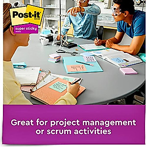 Post-it Super Sticky Recycled Notes, 3x3 in, 24 Pads, 2x the Sticking Power, Wanderlust Collection, Pastel Colors, 30% Recycled Paper (654-24NH-CP)