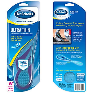 Dr. Scholl's ULTRA THIN Insoles // Massaging Gel Insoles 30% Thinner in the Toe for Comfort in Dress Shoes (for Women's 6-10, also available for Men's 8-13)