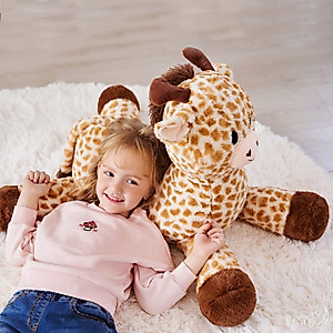 IKASA Large Giraffe Stuffed Animal Plush Toys,Soft Toy 30" Giant Cute Huge Big Size Jumbo Kawaii Fluffy Plushy Fat Oversized Plushie,Gifts for Kids