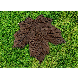 Sunset Vista Designs Wilderness Wonders Cast Iron Maple Leaf Stepping Stone, 11-1/2 by 12-Inch Brown