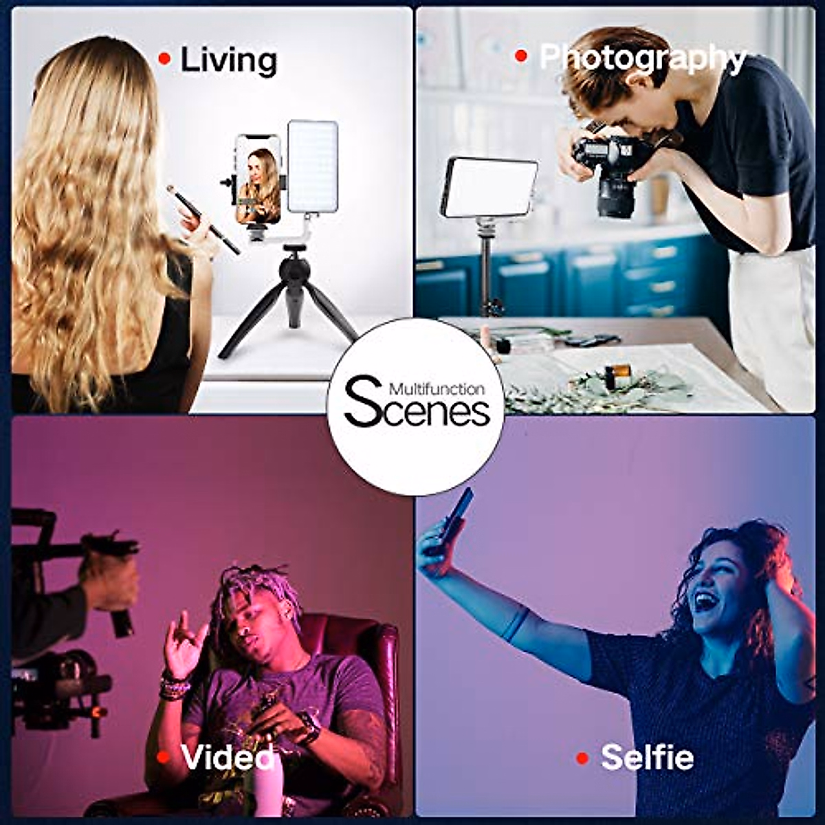 IVISII G2 RGB Portable On Camera Light, Built-in 4300mAh Lithium Battery Video Conference Lighting, 2600-10000K 12W Full Color LED Light Panel for Photography, Studio, Wedding Shooting