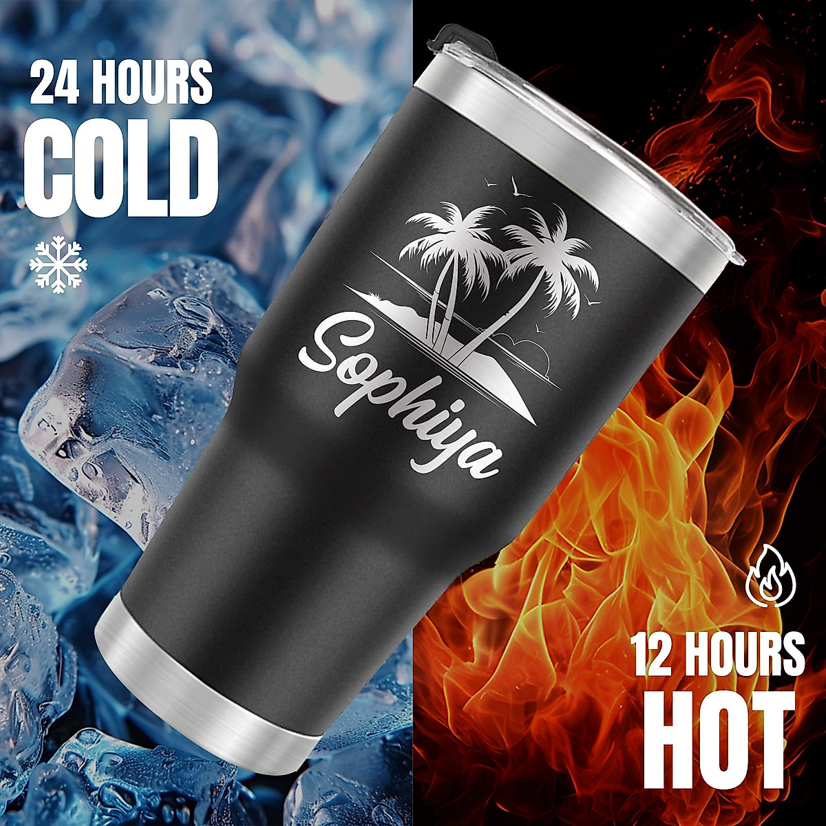 Personalized Tumbler with Names Text - Custom Stainless Steel Insulated Tumblers Personalized 30 Oz Coffee Tumbler with Engraving Name - Personalized Christmas Birthday Gifts for Women Men, 25 Designs