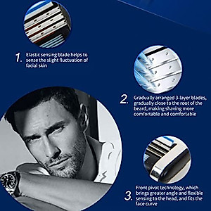 Razor Blades Refills for Mach3, Razor Blades Men, Turbo Razor Blades Refills for Gillette with Precision Cut Stainless Steel Blades, Men Shaver Blade for Longer Hair and Hard to Shave Spots