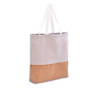 Canvas Tote Bag for Women - Trendy White Cotton with Cork Bottom Farmers Market Bag, Cute Tote Bag Aesthetic Purse, Handbag for Work, Books, Accessories, Supplies, Office, Every Day - 18x4x15.5