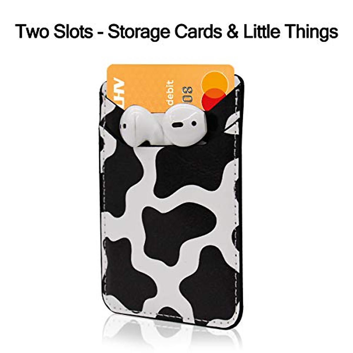 Cow Print Phone Credit Card Holder 3M Adhesive Stick on Wallet Pocket Case Mate for Cell Phone