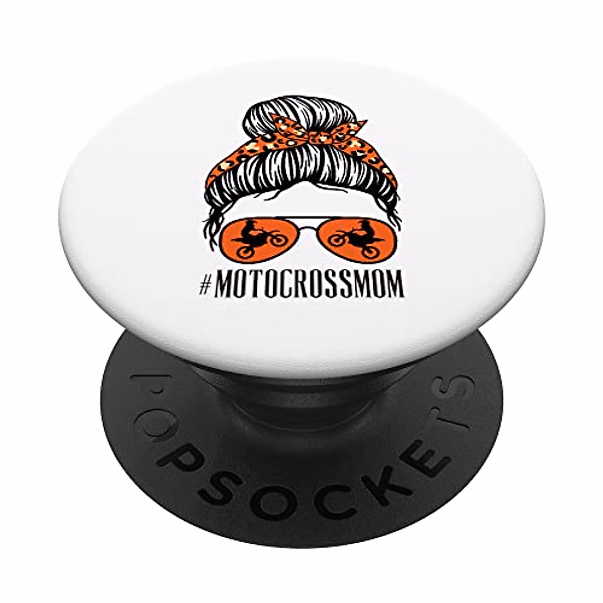 Motocross MX Moto Mom Mothers Day Messy Bun Leopard Print PopSockets Swappable PopGrip