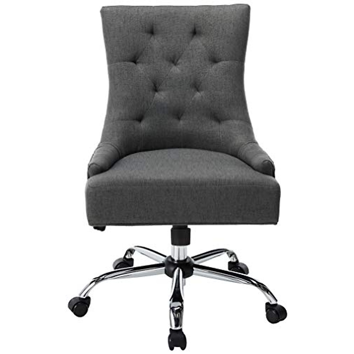 Christopher Knight Home Bagnold Desk Chair, Dark Gray + Chrome, 27.5D x 26W x 36H in