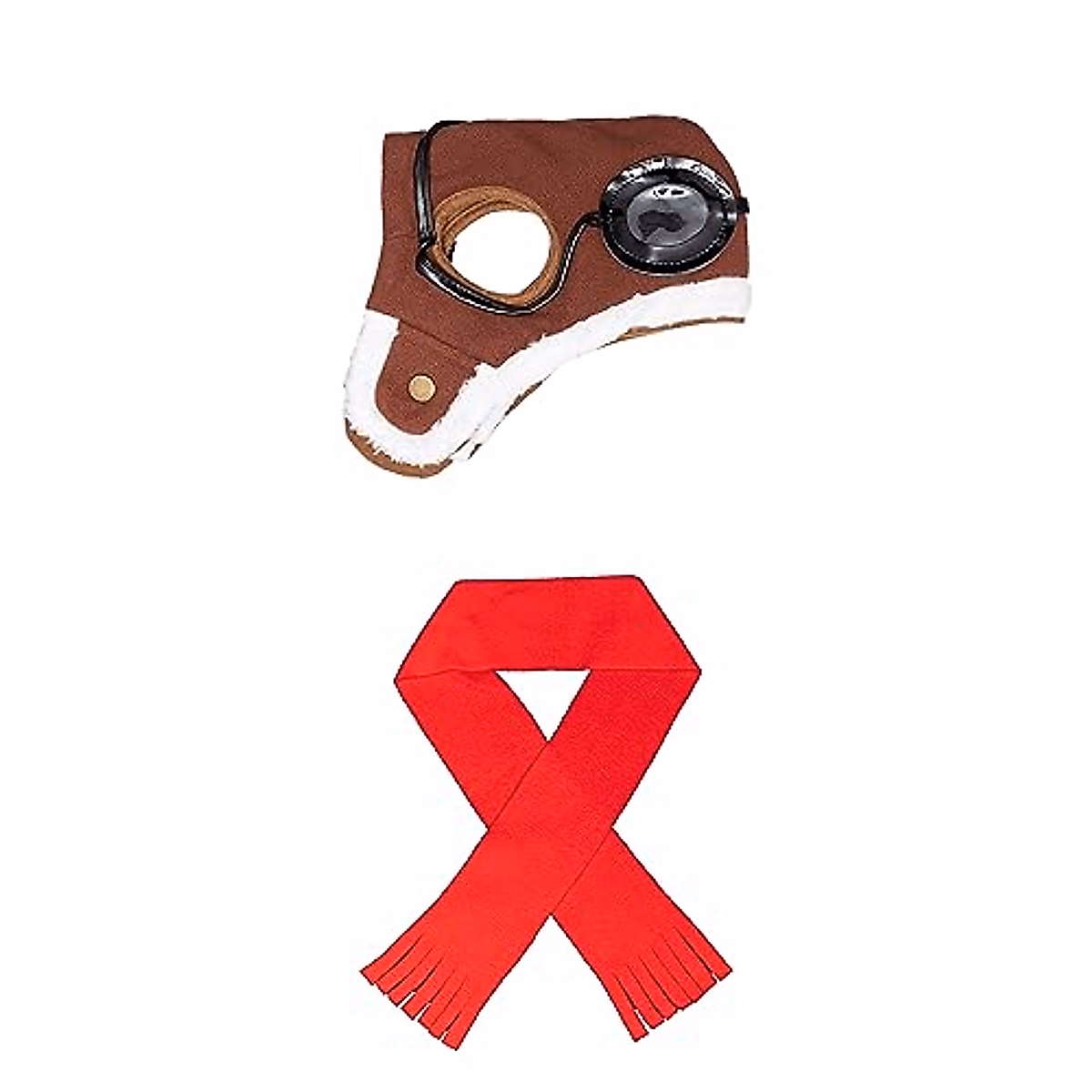 Pet Aviator Hat Red Scarf Aviator Pilot Cosplay Costume Halloween Christmas Headwear Headpiece Party Favors Dogs Cats (Aviator Hat with Scarf, Medium/Large)