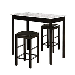 Space Saving Design, Black Finish, Faux Leather Seats, 36 Inch Counter Height Table