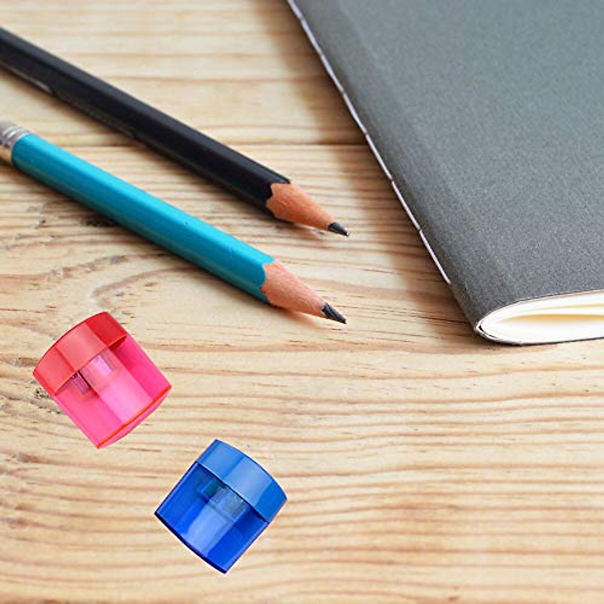 24 Pcs Double Hole Oval Shaped Pencil Sharpener, Manual Pencil Sharpener Hand Pencil Sharpener with Cover and Receptacle for School Home and Office Supply (24Pcs)