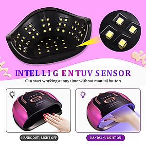 UV LED Nail Lamp, 256W UV LED Nail Dryer Light for Gel Nails Polish Manicure Professional Salon Curing Lamp with 4 Timer Setting Sensor/57pcs Dual Light Beads(Comes with 6 Free Gifts)