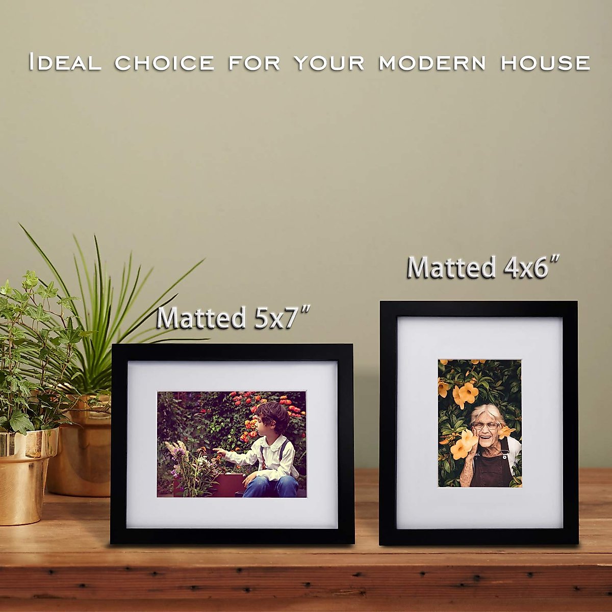 Egofine 8x10 Picture Frames 4 PCS, Made of Solid Wood Display 4x6 and 5x7 with Mat Covered by Plexiglass, for Table Top Display and Wall Mounting, photo frame Black