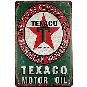 Tin Sign Metal Wall Decor | Gas Station Motor Oil Company | 8 x 12 in | Decorative Plaque Poster For Home Bar Room Garage Decor | Vintage Retro Man Cave Style