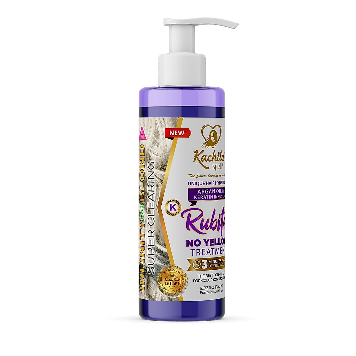 Kachita Spell Purple Toning Shampoo ConditionerTreatment Balance No Yellow Tone Correcting, Blonde Gray Hair, Eliminates Brassy and Yellow 350ml Made in USA