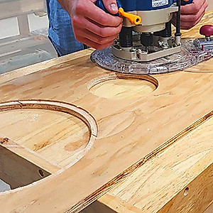 Milescraft 1219 Circle Guide Kit- Router Circle Cutter Jig For Cutting/Routing Small And Large Circles From 1.5in. Up To 52in. Diameter-Includes Bonus Offset Base For Edging Projects , Black