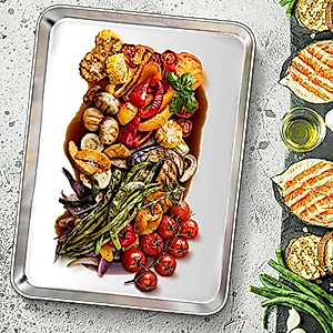 TeamFar Baking Sheet, 17.6’’ x 13’’ x 1’’ Stainless Steel Large Cookie Sheet Baking Tray Pan for Oven, Non-Toxic & Healthy, Rust Free & Heavy Duty, Mirror Finish & Dishwasher Safe