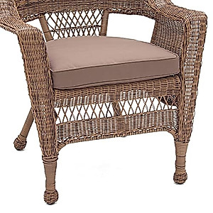 Jeco Wicker Chair with Brown Cushion, Set of 2, Honey/W00205-