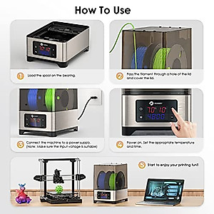 Filament Dryer Box with Fan for 3D Printer Filament, 2 Spool Compatible Filament Storage Box for 3D Filament 1.75 2.85 3.00mm, Keeping Filament Dry During 3D Printing