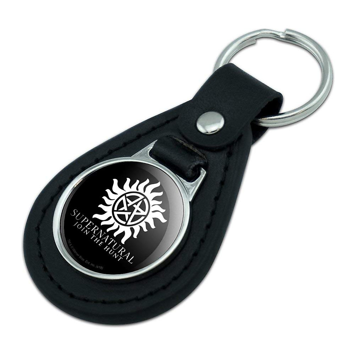 GRAPHICS & MORE Supernatural Anti Possession Symbol Black Leather Keychain