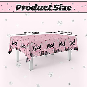 MEHOFOND 3 PCS Pink Halloween Baby Shower Plastic Tablecloths, Little Boo Baby Shower Disposable Table Cover Decorations, a Little Boo is Almost Due Disposable Tablecloth, Halloween Desk Party Decor