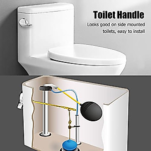 TOTO Toilet Handle Side Mount, Universal Side Mount Toilet Flush Lever Handle Repair Replacement Kit for TOTO Kohler Toilet Tank, 1-Pack