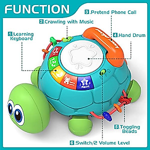Baby Toys 6 to 12 Months, Musical Turtle Crawling Baby Toys for 12-18 Months, Early Learning Educational Toy with Light & Sound, Birthday Toy for Infant Toddler Boy Girl 7 8 9 10 11 month 1-2 Year Old