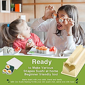 TantivyBo 16 In 1 Sushi Making Kit Deluxe Edition, Sushi Maker Set with Complete 8 Shapes Sushi Rice Mold & Temaki Roller, Easy Home DIY Sushi Tool for Beginners, Instruction Manuel Included