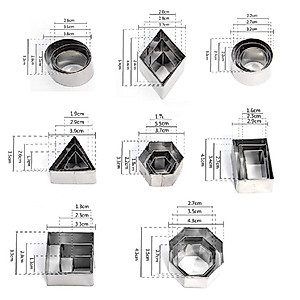24 Geometric Stainless Steel Metal Cutting Dies (Pastries, Dough, Pie Crust, Fruit, Fondant, Clay),10 Eye Style Fruit Forks
