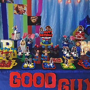 37 PCS Chucky Cupcake Toppers for Horror Movie Theme Party Birthday Party Wedding Baby Shower Anniversary Party Cake Dessert Decorations Supplies Picks