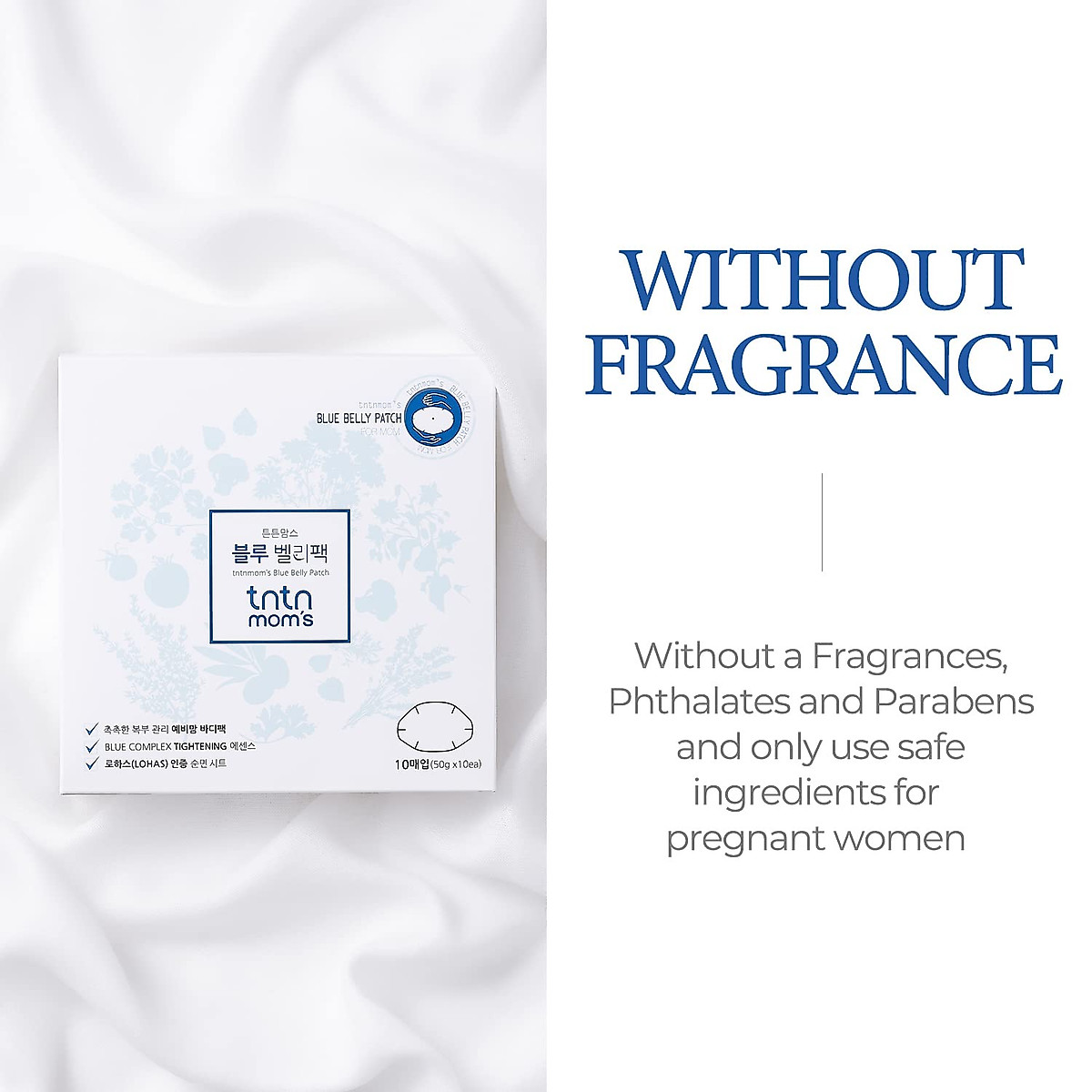 TNTNMOM’S Blue Belly Sheet Mask : Stretch Mark Prevention Mask Pack - 10 Safe & Fragrance-Free Sheets (1.94oz Essence) - Nourishing Solution for Pregnant Women's Skin