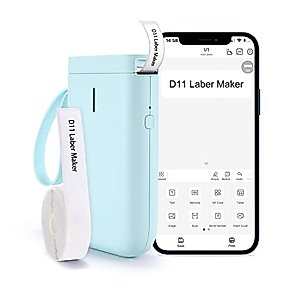PTJOO Smart Label Maker with Tape, D11 Thermal Label Printer Wireless Bluetooth Sticker Printer Inkless Label Makers Machine with Rich Templates Symbols Fonts for Home Office Organization (Blue)