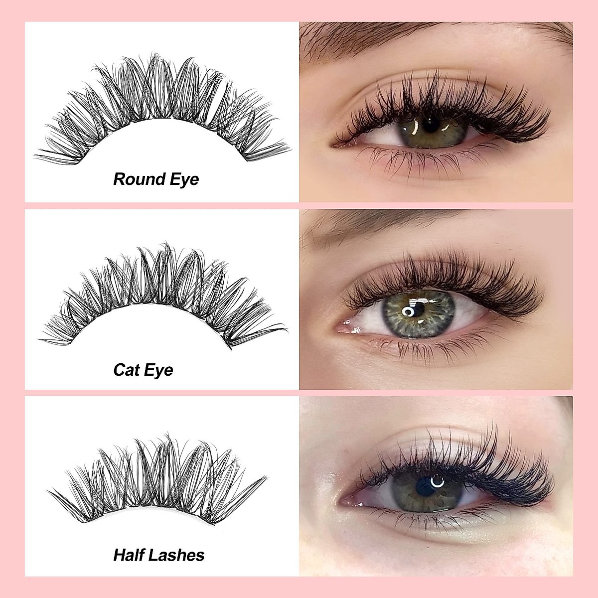 Eyelash Extensions Kit 300 Pcs Lash Clusters Individual Lashes with Strong Hold Lash Bond and Seal and Cluster Eyelashes Applicator Tool (20D/30D/40D)