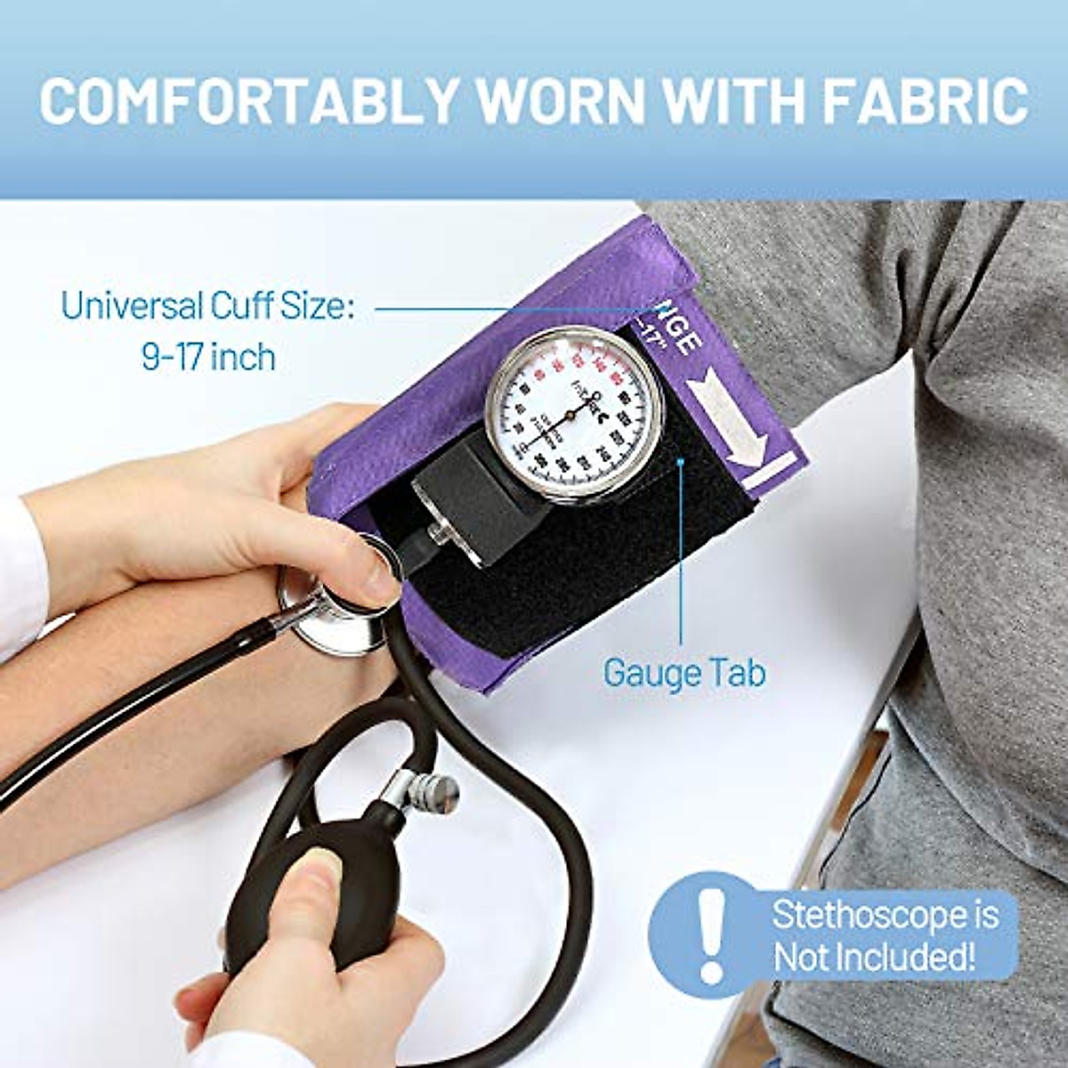 Lightweight Dual Head Stethoscope and Pruple Manual BP Cuff