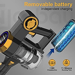Nicebay Cordless Vacuum Cleaner, 25kPa Suction Brushless Motor Cordless Stick Vacuum,Digital Touchscreen&Smart Induction Auto-Adjustment, 4 in 1 Lightweight Vacuum for Hardwood Floor Hair