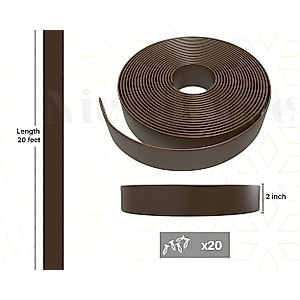 NickHouse 2" x20' ft Vinyl Strap for Patio Chair Repair Kit Outdoor Patio Lawn Furniture Repair Strap Strapping Matte Finish (Brown) + 20 Free Rivets!