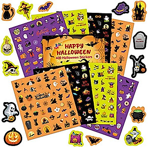 FANCY LAND Halloween Stickers for Kids 400 Assortment Stickers for Party Favors Treats Classroom Crafts 8 Sheets