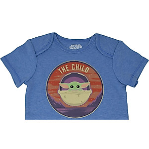 STAR WARS Baby Yoda Newborn Baby Boys 2 Pack Short Sleeve Baby Bodysuits Blue/White 3-6 Months