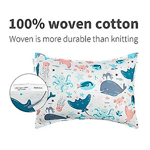 Babygoal 13x18 Toddler Pillowcases Set of 2, Fits Toddler Size Pillow, 100% Woven Cotton, Envelope Closure, Machine Washable Kids Pillow Case 2CFPW13-B