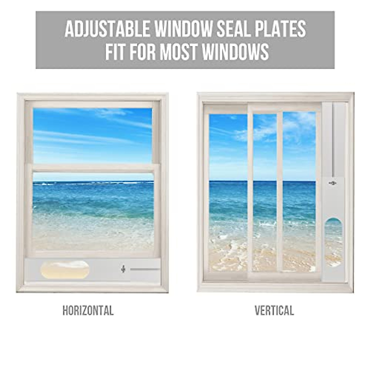BEWAVE Portable Air Conditioner Window Vent Kit, Adjustable Window Seal Kit with 5.9" Hose Adapter for AC Unit Universal for Sliding Horizontal or Vertical Window