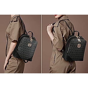 MKP Women Fashion Medium Backpack Purse (Black and Black)